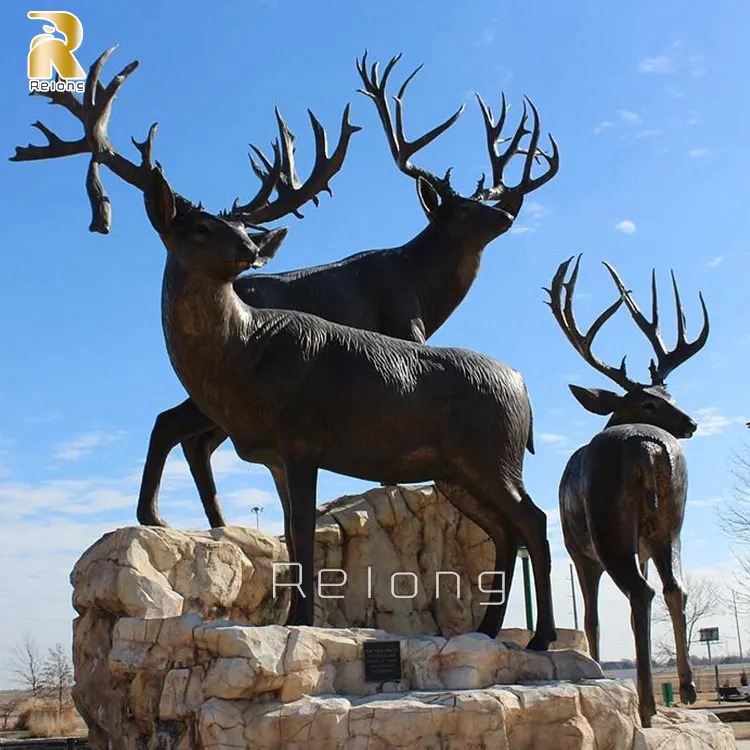Large Outdoor Bronze Stag Statue - Relong Art Sculpture