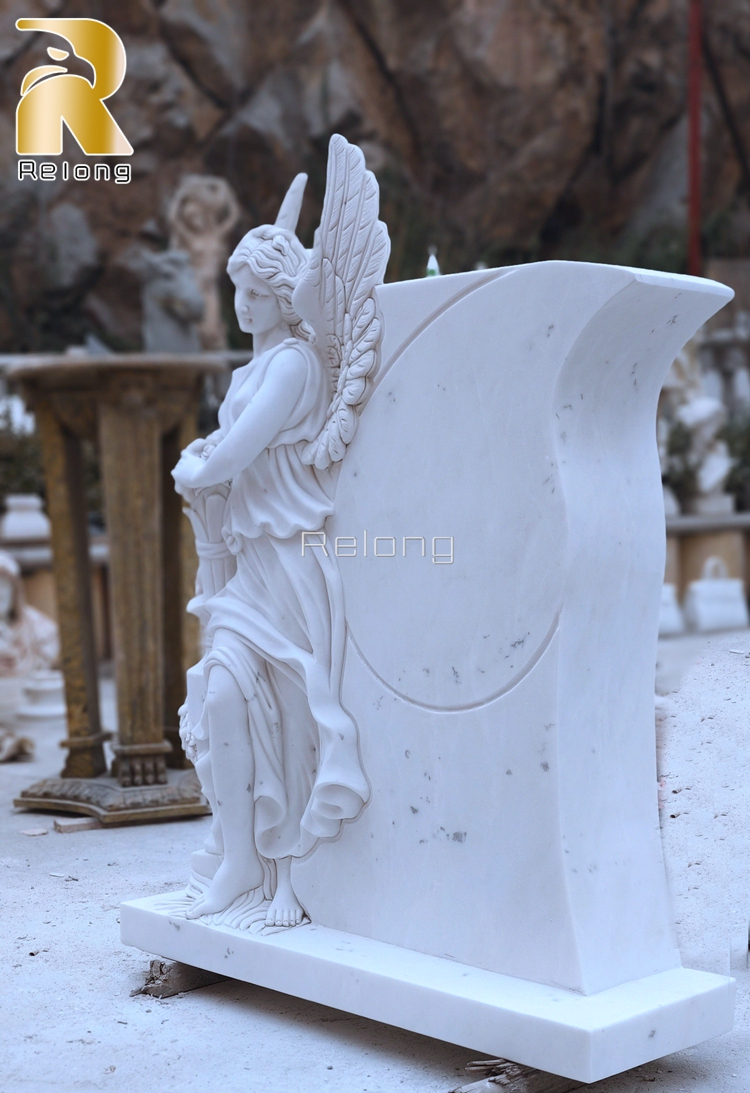 White Marble Monuments Angel Headstone - Relong Art Sculpture