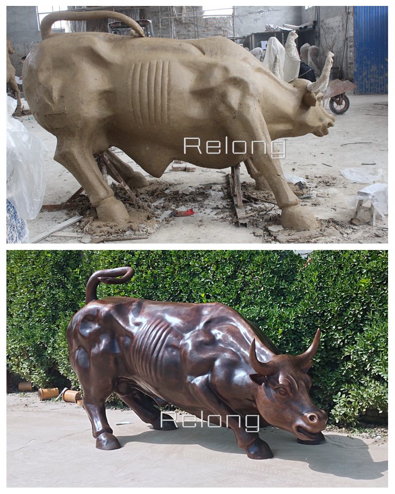 Large Bronze Wall Street Bull Statue Replica - Relong Art Sculpture