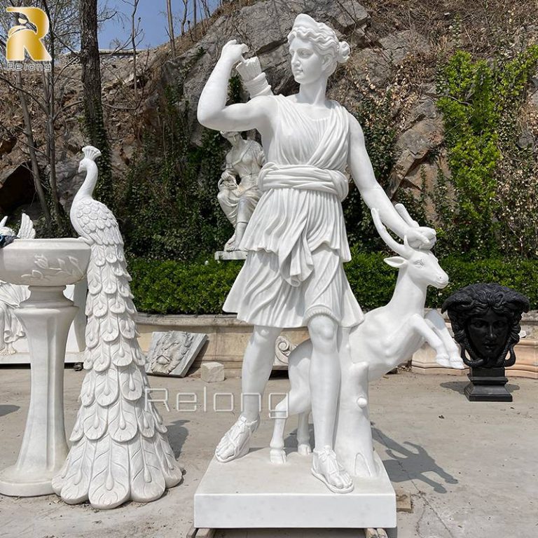 Life Size White Marble Greek Artemis Goddess Statue - Relong Art Sculpture