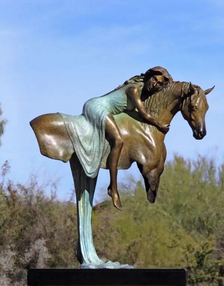 Bronze J Anne Butler Girl and Horse Sculpture - Relong Art Sculpture