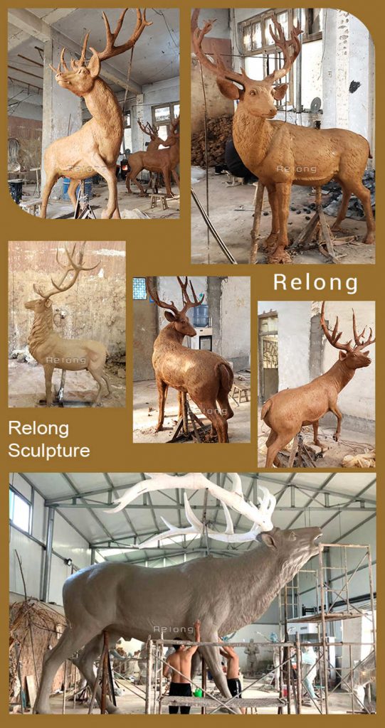 Outdoor Life Size Bronze Deer Statues for Garden Decor - Relong Art ...