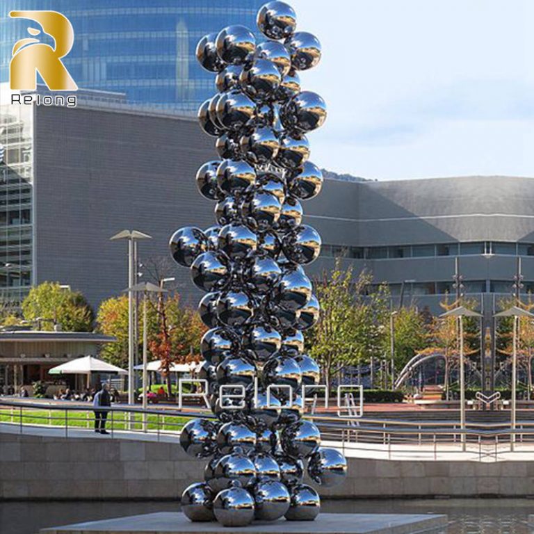 High Polished Contemporary Stainless Steel Sphere Ball Sculpture ...