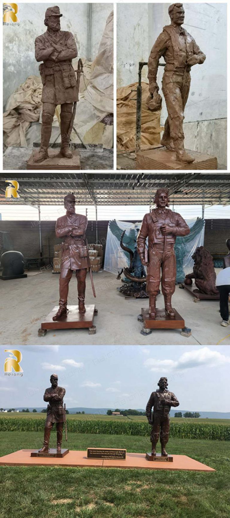 Custom Life Size Bronze Pilot Sculpture - Relong Art Sculpture