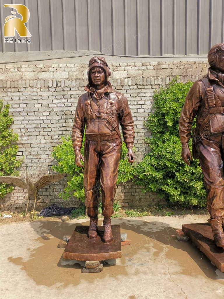 Custom Life Size Bronze Pilot Sculpture - Relong Art Sculpture