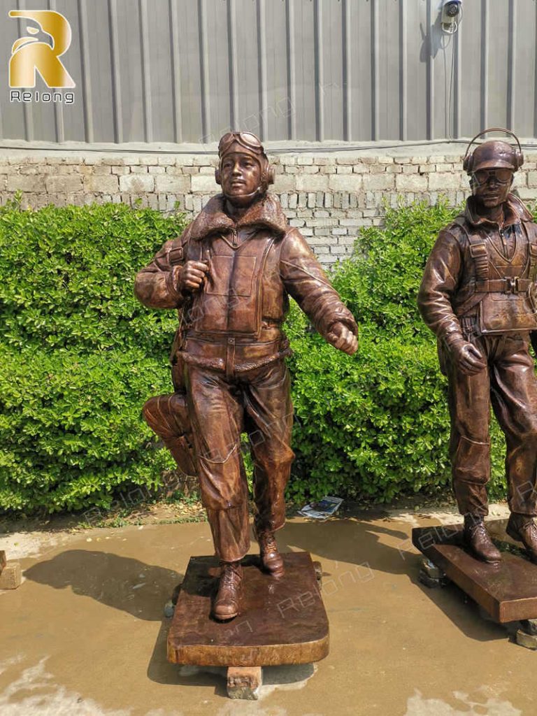 Custom Life Size Bronze Pilot Sculpture - Relong Art Sculpture