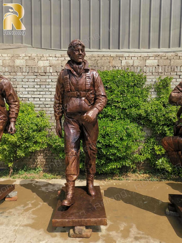Custom Life Size Bronze Pilot Sculpture - Relong Art Sculpture