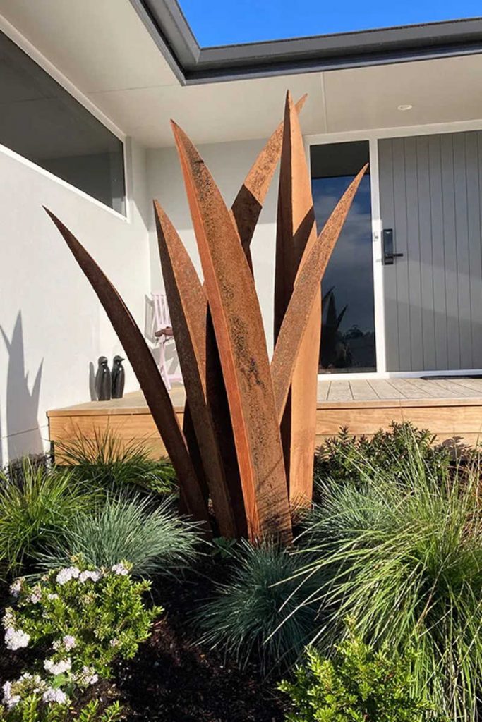 Outdoor Large Rusty Metal Reed Sculptures for Sale - Relong Art Sculpture