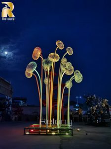 Modern Large Metal Light Sculpture for Outdoor Decor - Relong Art Sculpture