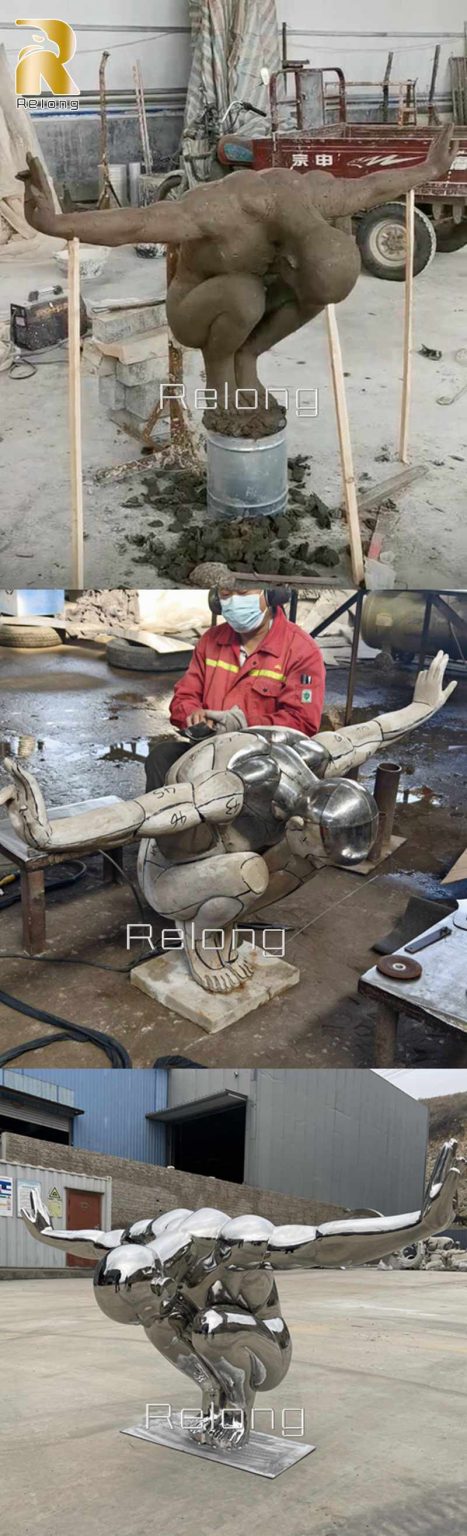 Stainless Steel Diving Man Sculpture for Swimming Pool Decor - Relong ...