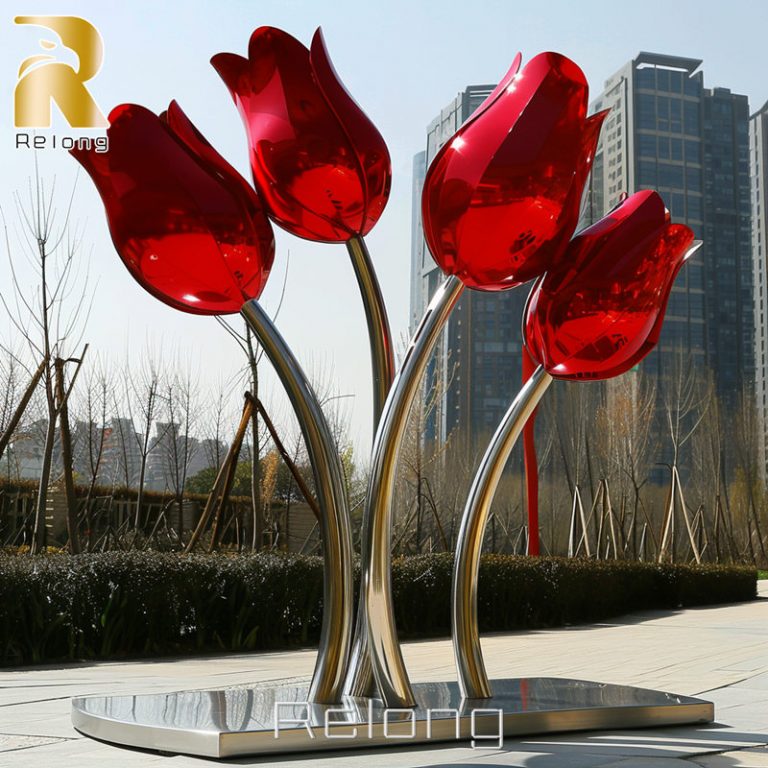 Stainless Steel Giant Tulip Sculpture for Sale - Relong Art Sculpture