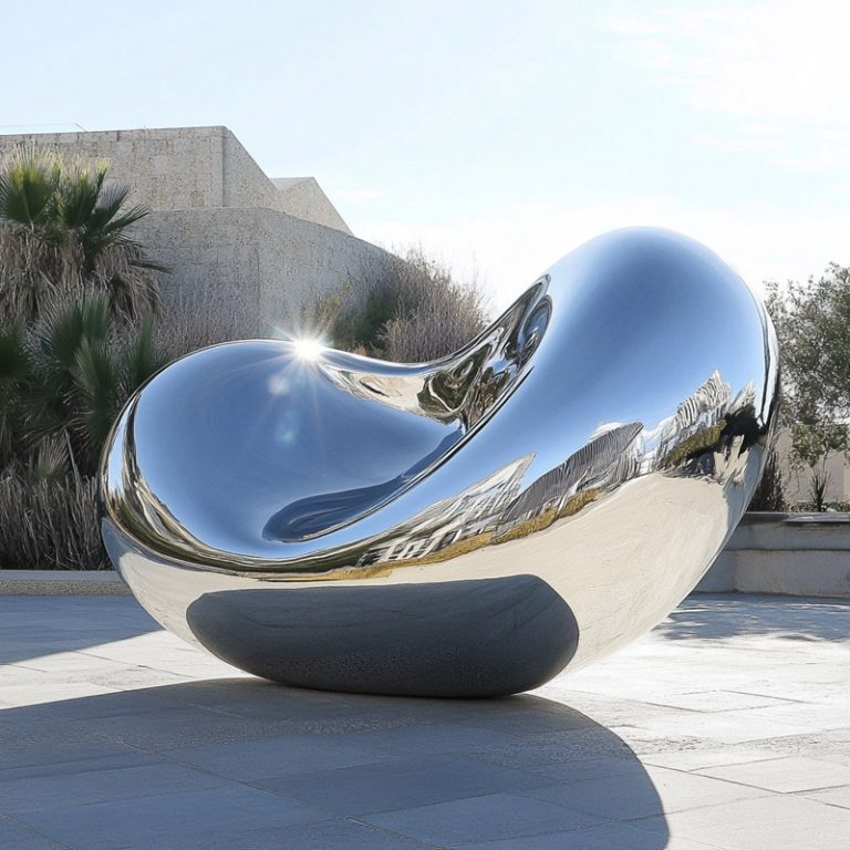 Polished Stainless Steel Bean Shape Sculpture for Seaside Decor ...
