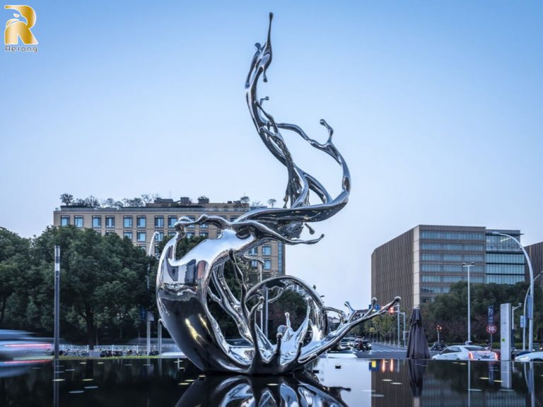Large Stainless Steel Water Splash Landscape Sculpture - Relong Art ...