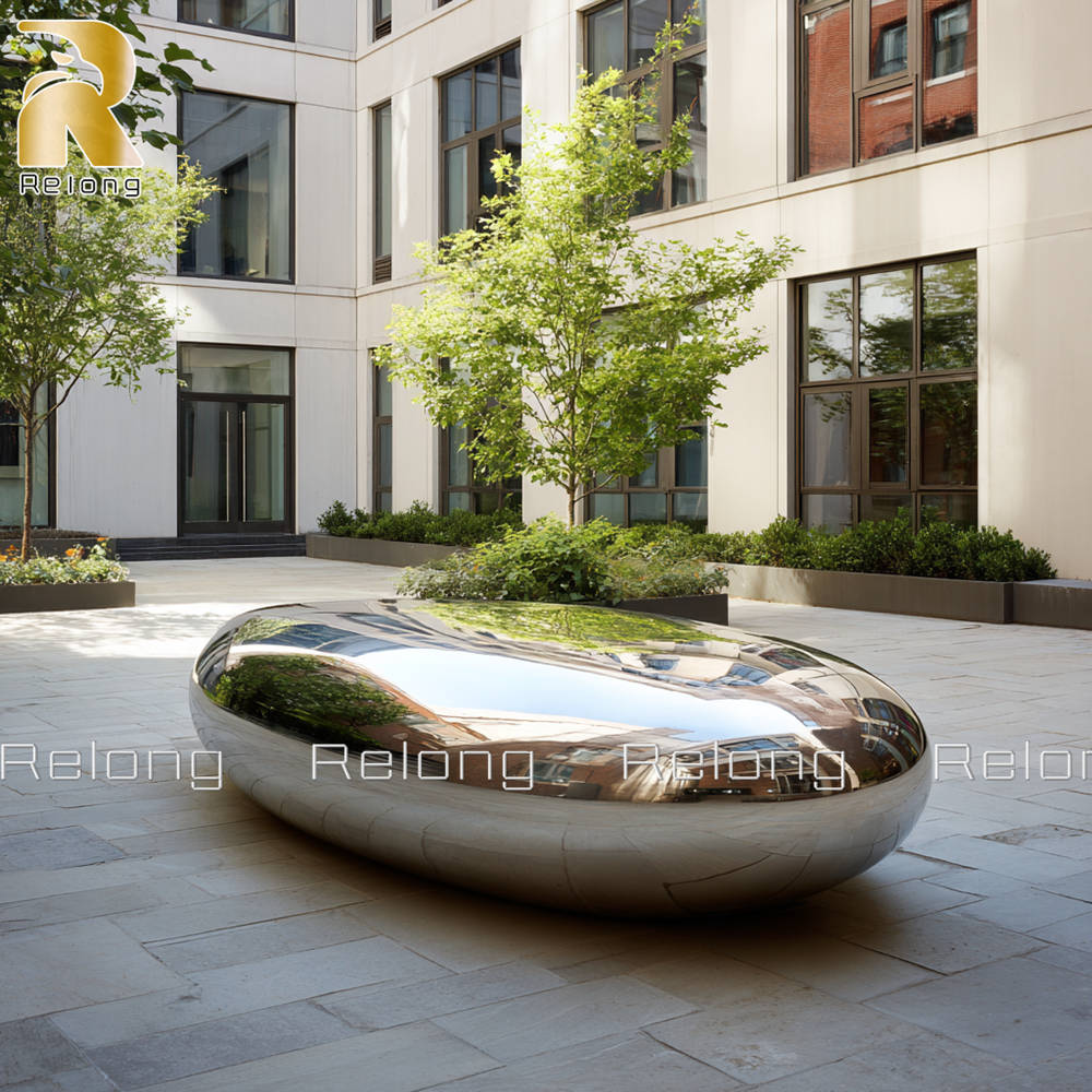 Modern Art Stainless Steel Bench Sculpture - Relong Art Sculpture